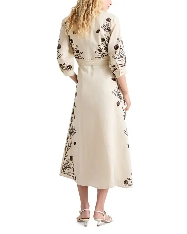 Marella Banda Embroidered Linen Shirt Dress