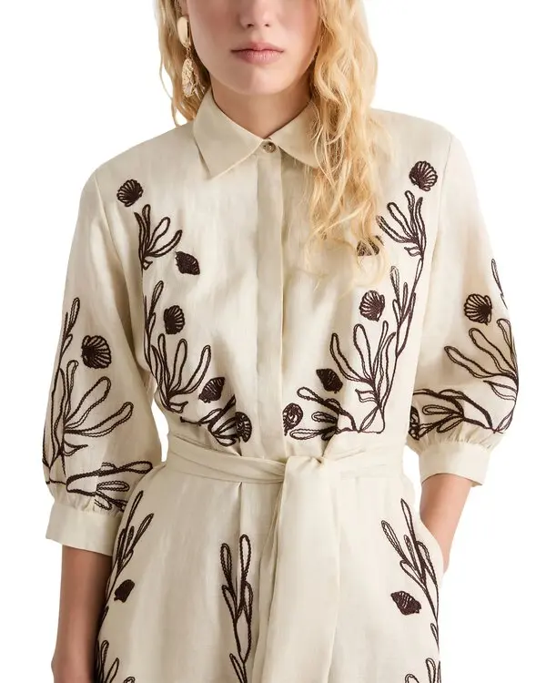 Marella Banda Embroidered Linen Shirt Dress