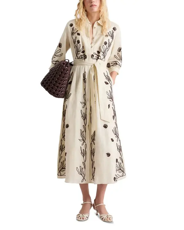 Marella Banda Embroidered Linen Shirt Dress