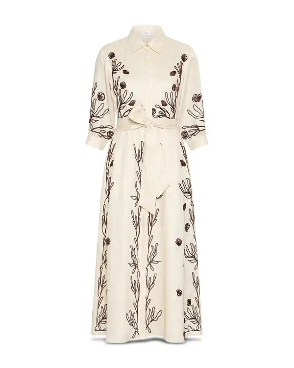 Marella Banda Embroidered Linen Shirt Dress