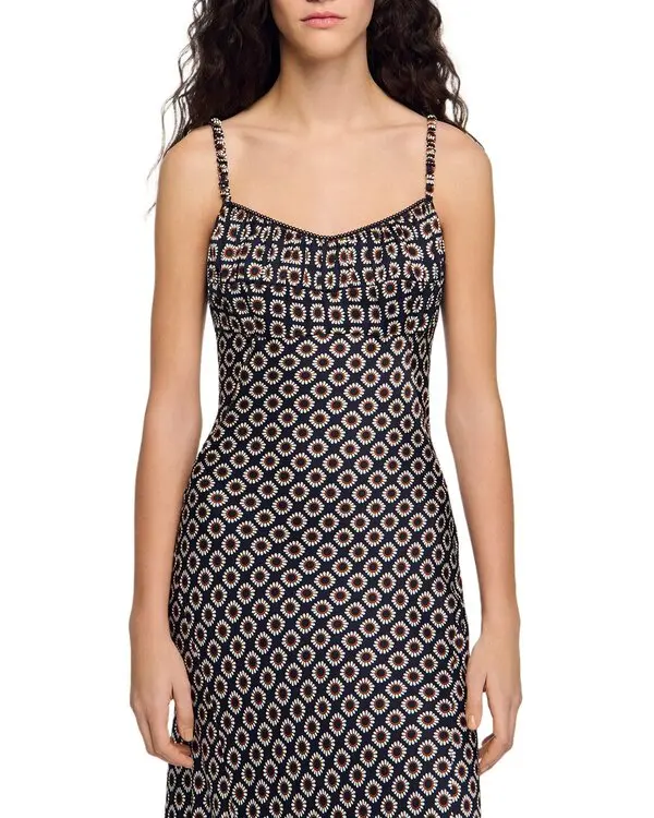 Sandro Dona Floral Slip Maxi Dress - Deep Blue