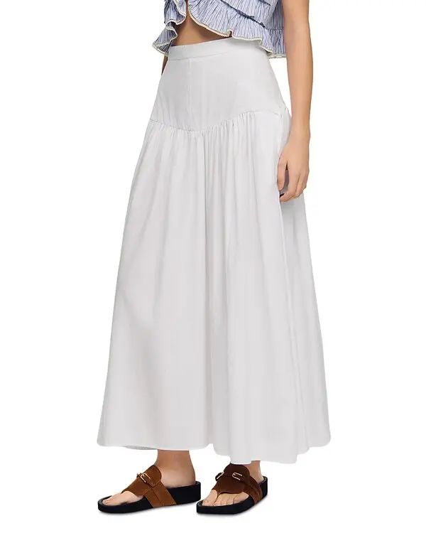 Sandro Poplin Side Tie Maxi Skirt