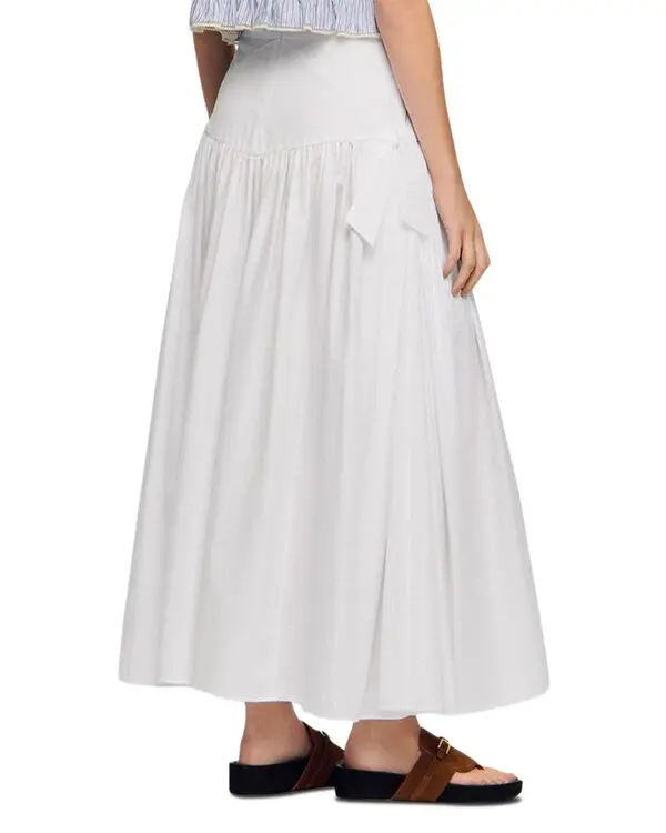 Sandro Poplin Side Tie Maxi Skirt