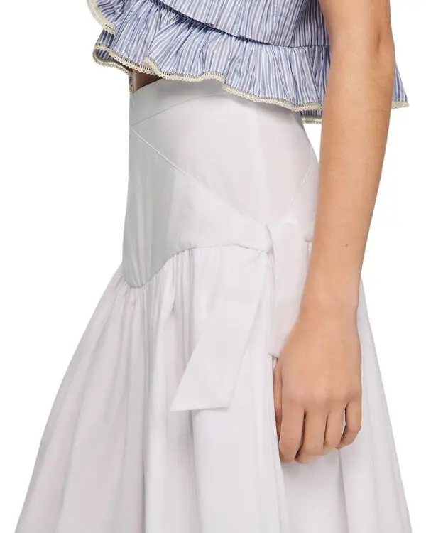 Sandro Poplin Side Tie Maxi Skirt
