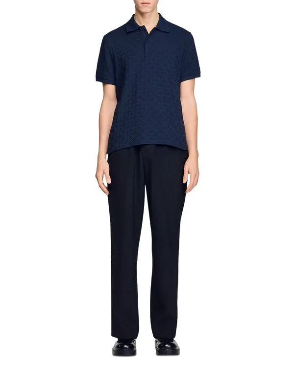 Sandro Square Cross Jacquard Polo Shirt