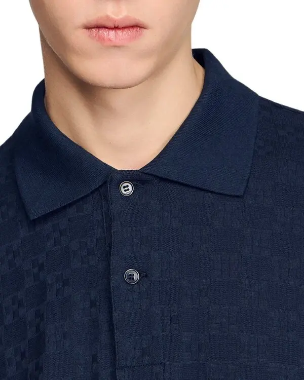 Sandro Square Cross Jacquard Polo Shirt
