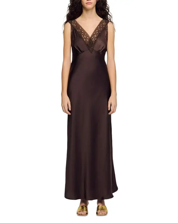 Sandro Behati Lace Collar Maxi Dress