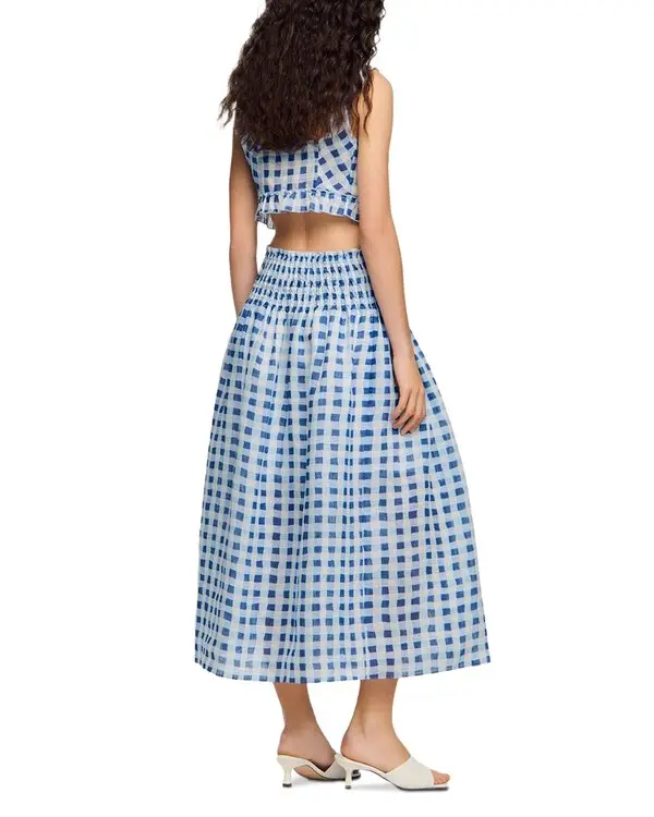 Sandro Gingham Linen Blend Maxi Skirt