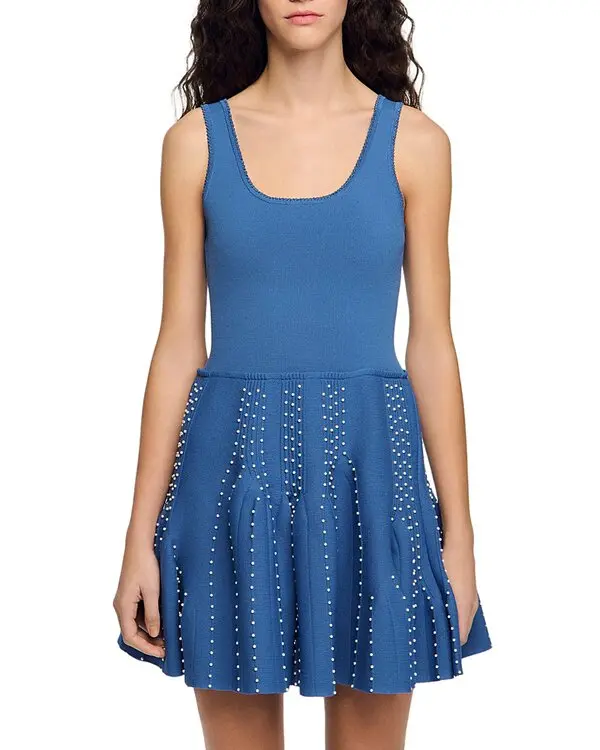 Sandro Nina Beaded Knit Mini Dress