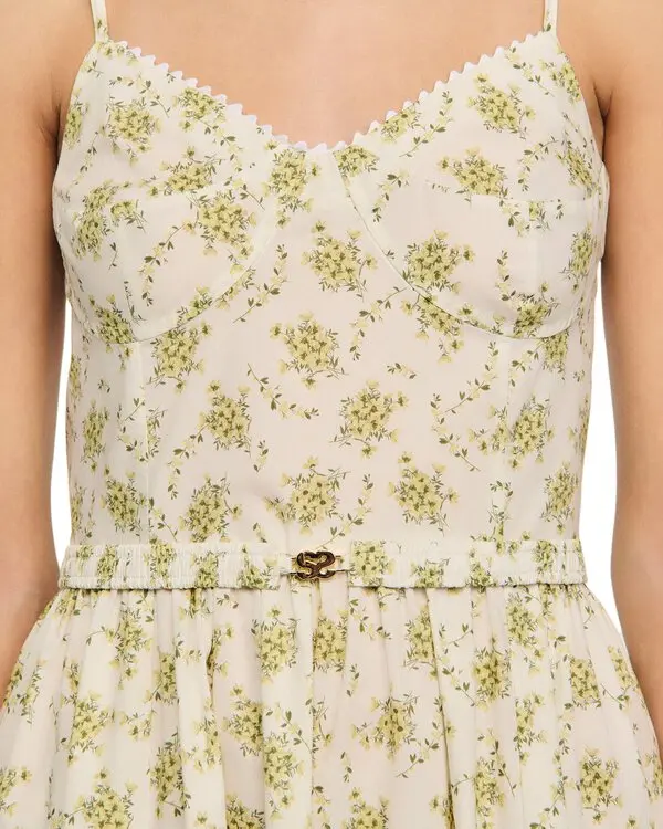Sandro Floral Sweetheart Midi Dress