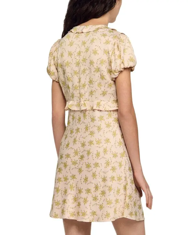 Sandro Louise Floral Print Mini Dress - Light Pink