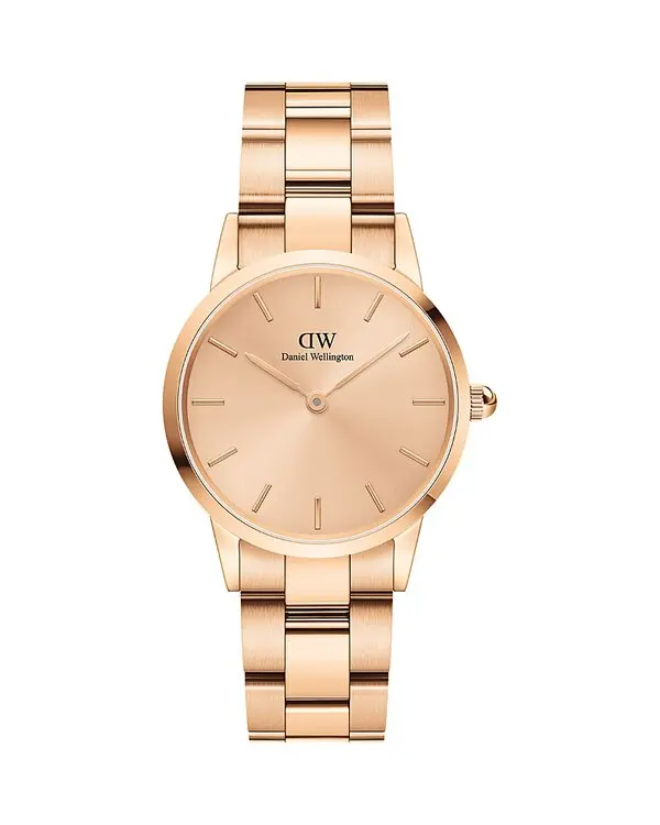 DANIEL WELLINGTON Iconic Link Unitone Watch - Rose Gold