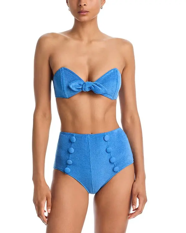 Lisa Marie Fernandez Poppy High Waist Bikini Set - Sky Blue Terry Cloth