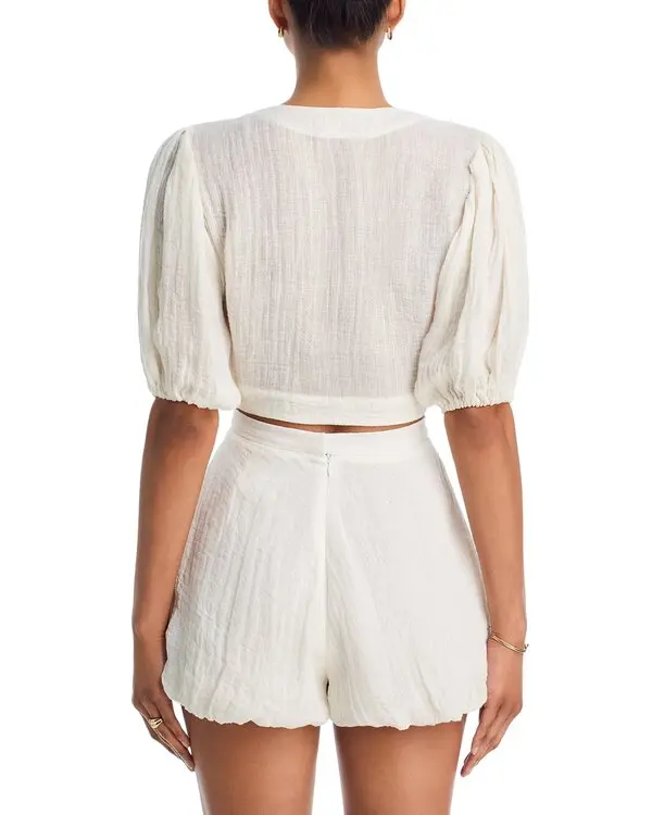 Lisa Marie Fernandez Pouf Tie Blouse - White