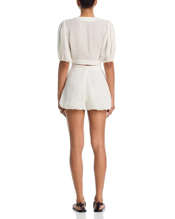 Lisa Marie Fernandez Pouf Tie Blouse - White