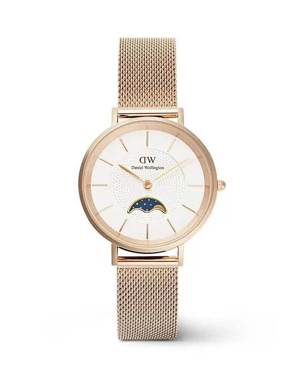 DANIEL WELLINGTON Petite Moonphase Watch, 32mm - Rose Gold