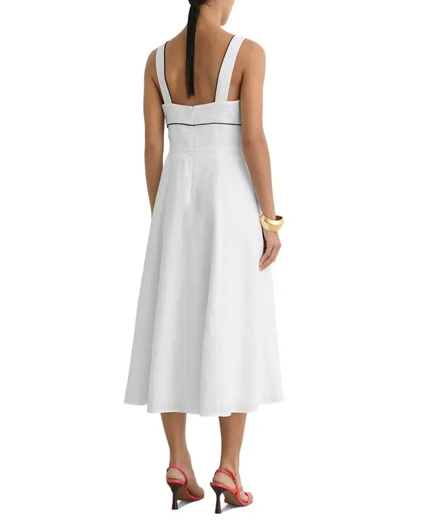 REISS Dorothea Contrast Trim Linen Dress