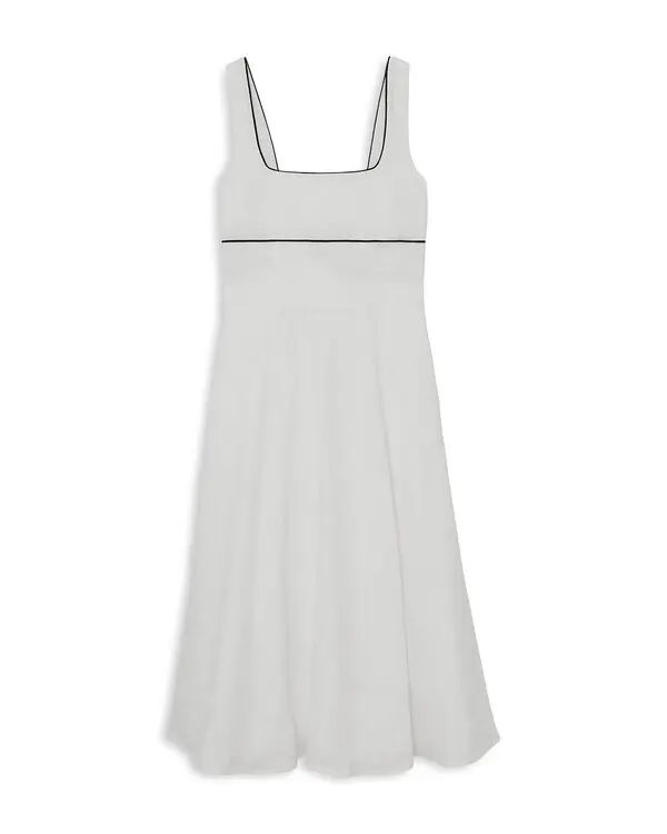 REISS Dorothea Contrast Trim Linen Dress