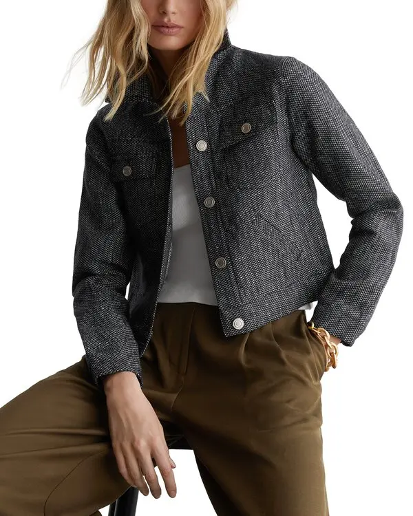 REISS Textured Trucker Jacket
