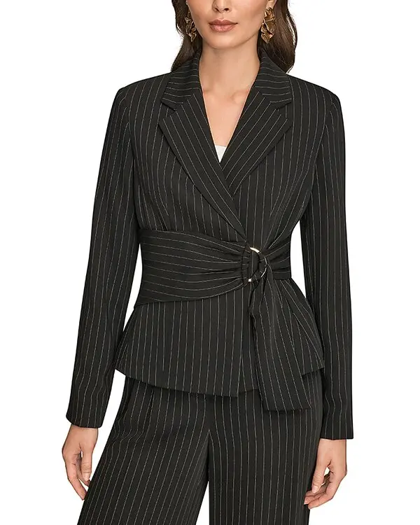 Donna Karan New York Belted D Ring Blazer - Black Cream