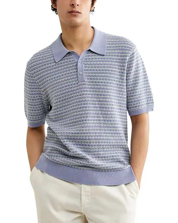 WAX LONDON Naples Stripe Polo Shirt - Light Blue