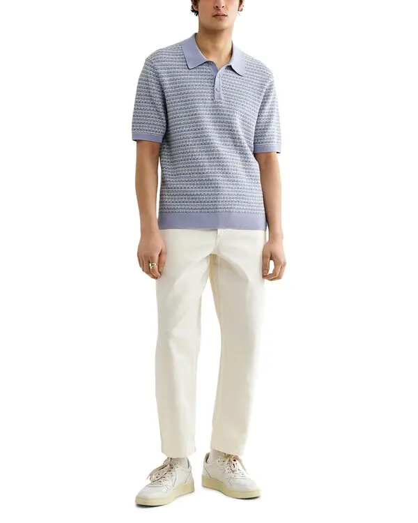 WAX LONDON Naples Stripe Polo Shirt - Light Blue