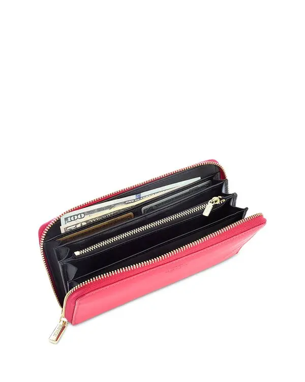 ROYCE NEW YORK Rfid Blocking Continental Zip Wallet - Pink