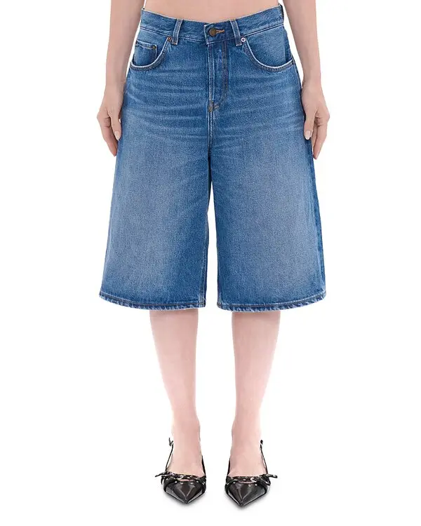 HAIKURE Becky Mid Rise Denim Shorts - Real Blue