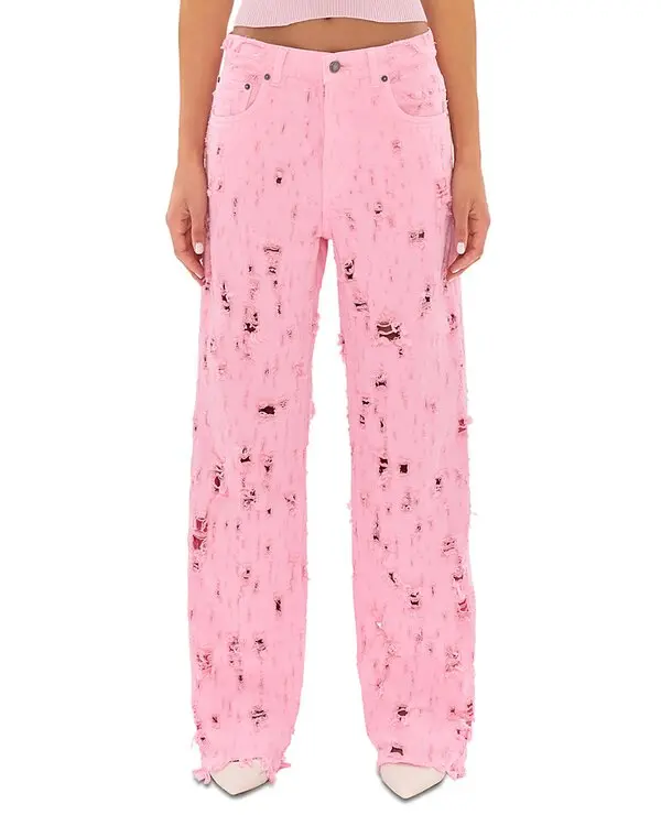 HAIKURE Bonnie Bull Destroyed Jeans - Flamingo