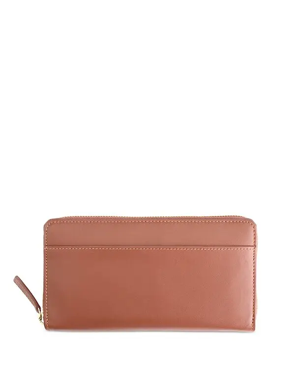 ROYCE NEW YORK Rfid Blocking Continental Zip Wallet - Tan