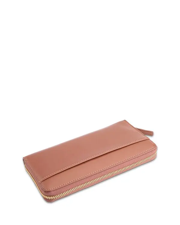 ROYCE NEW YORK Rfid Blocking Continental Zip Wallet - Tan