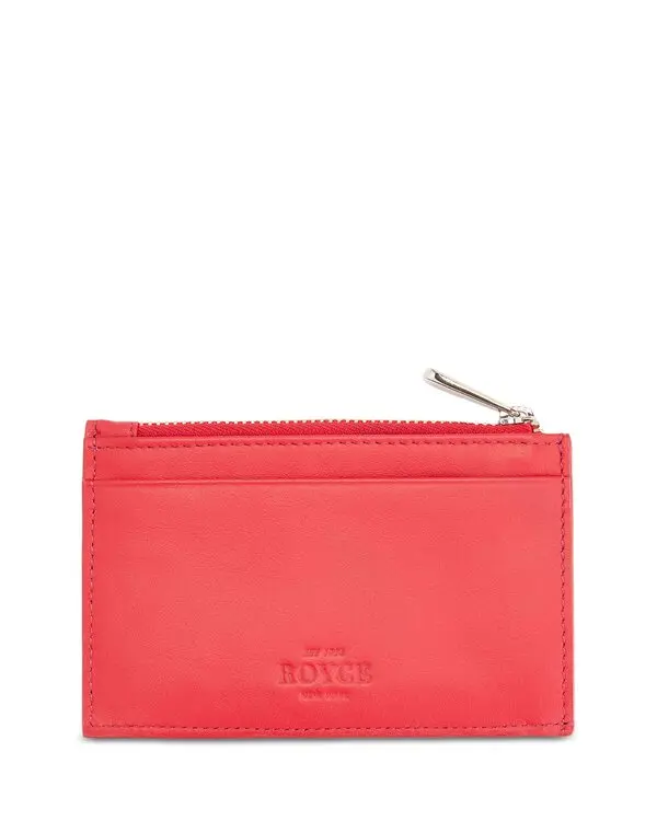 ROYCE NEW YORK Zippered Compact Card Case Wallet - Magenta