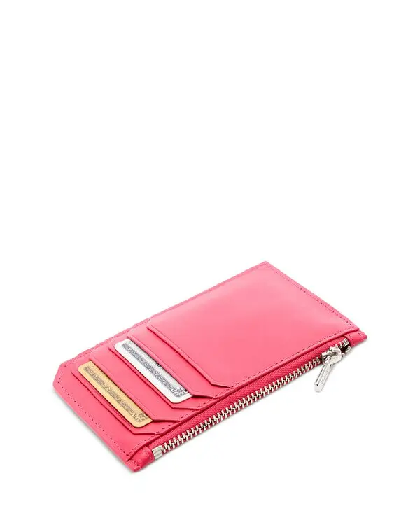ROYCE NEW YORK Zippered Credit Card Wallet - Magenta