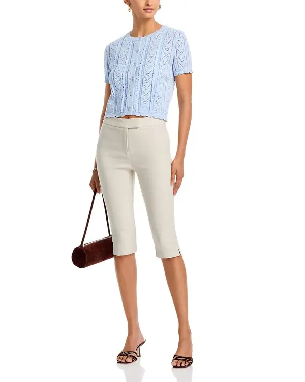 Aqua Pointelle Scoop Neck Sweater