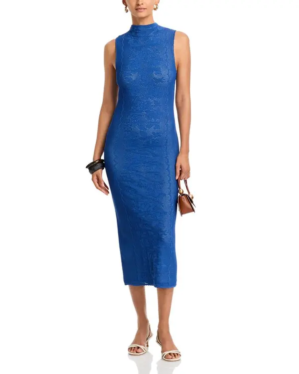 Aqua Placed Crochet Midi Dress