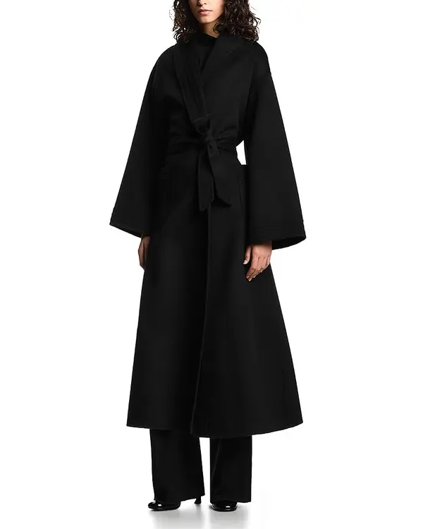Emporio Armani Shawl Collar Belted Coat - Black