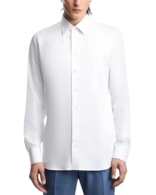 Emporio Armani New York Regular Fit Textured Dress Shirt - White