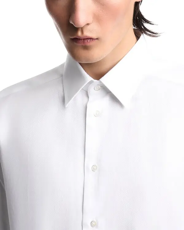 Emporio Armani New York Regular Fit Textured Dress Shirt - White