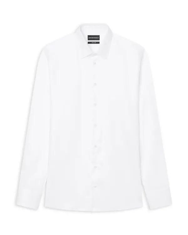 Emporio Armani New York Regular Fit Textured Dress Shirt - White