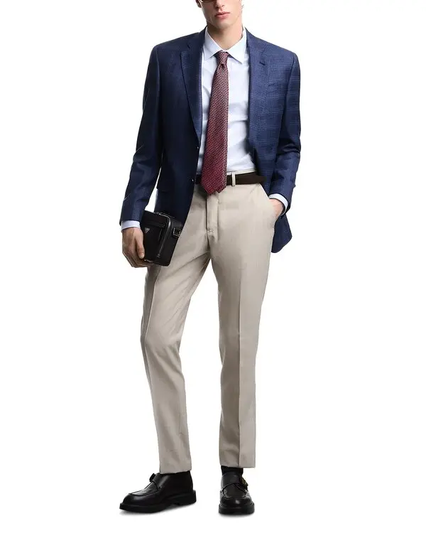 Emporio Armani Wool, Silk & Linen Flat Front Trousers