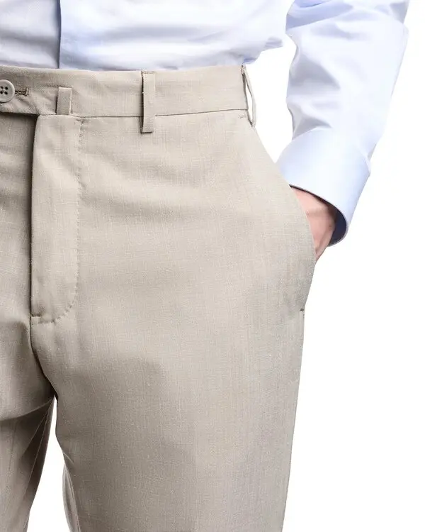 Emporio Armani Wool, Silk & Linen Flat Front Trousers