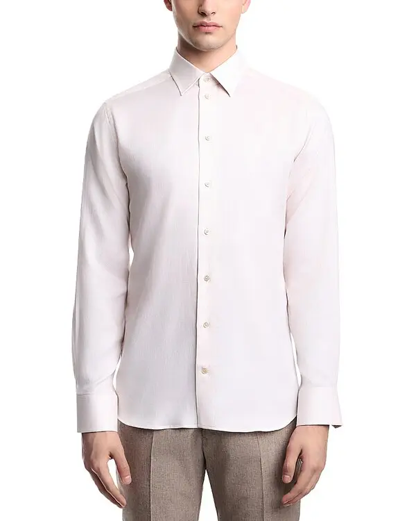 Emporio Armani New York Regular Fit Textured Dress Shirt - Tan