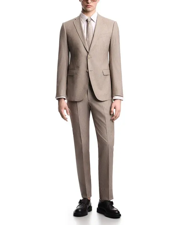 Emporio Armani New York Regular Fit Textured Dress Shirt - Tan