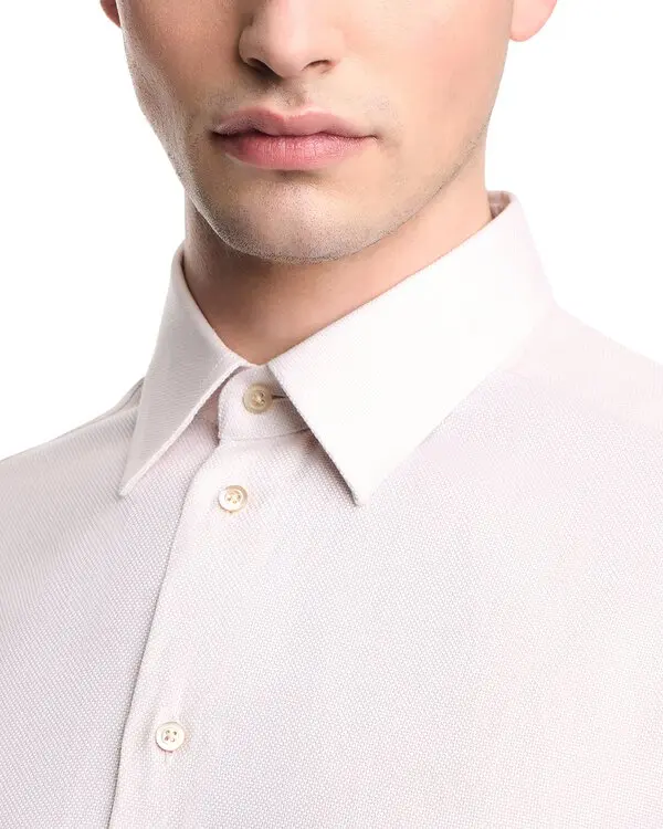 Emporio Armani New York Regular Fit Textured Dress Shirt - Tan