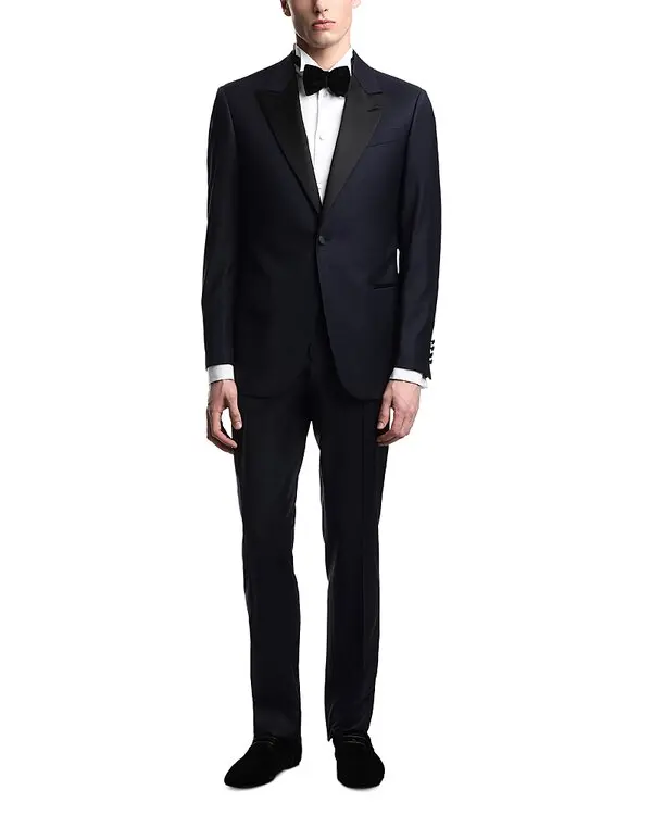 Emporio Armani G Line Regular Fit Single Breasted Peak Lapel Tuxedo In Virgin Wool - Navy Blue