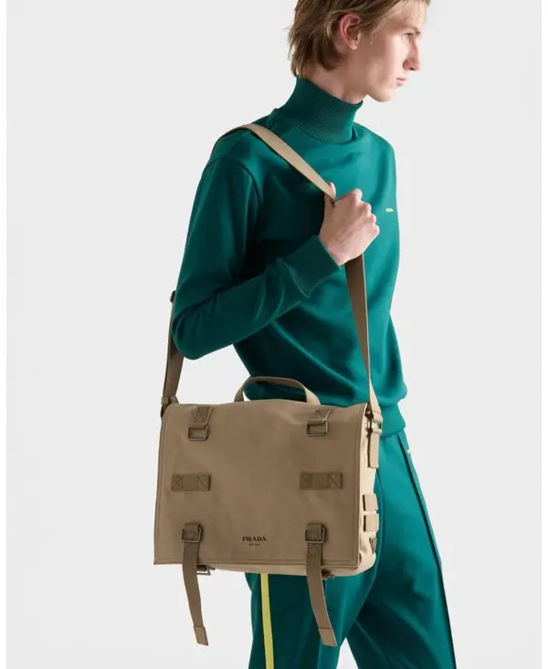 Prada Canvas Shoulder Bag - Neutral