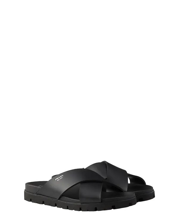 Prada Crisscross Slides - Black