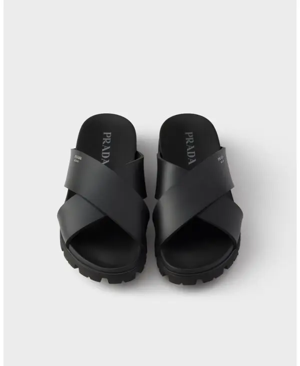 Prada Crisscross Slides - Black