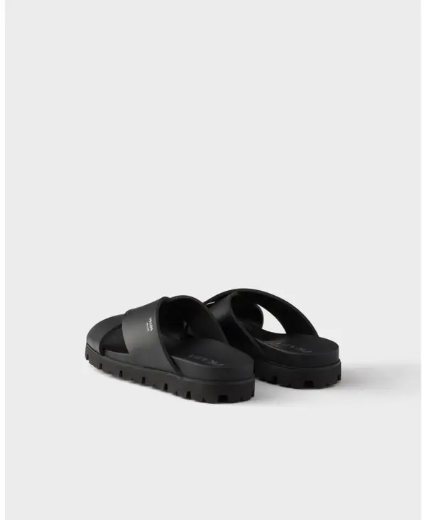 Prada Crisscross Slides - Black