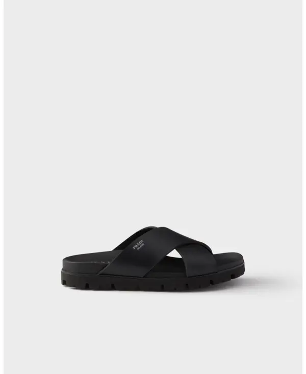 Prada Crisscross Slides - Black